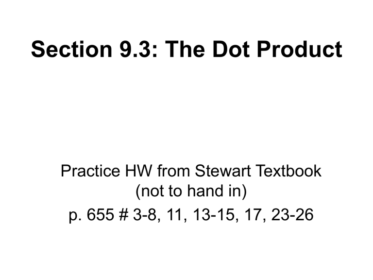 Dot Product Of Two Vectors