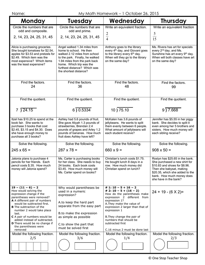 1 Math HW Q2 Oct 26 Modeling Equivalent Frac 1 Math HW Q2 Oct 26 Modeling Equivalent Frac