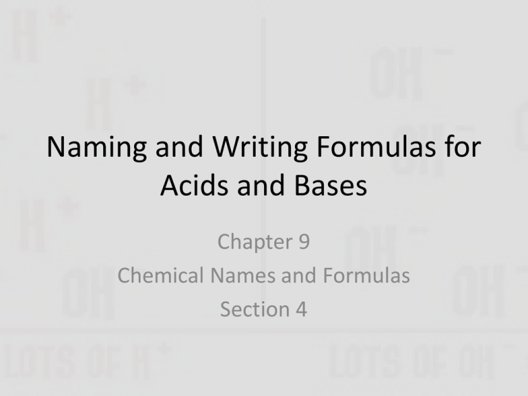 Naming And Writing Formulas For Molecular Compounds