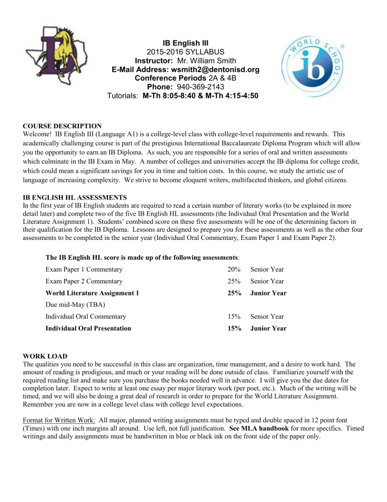 IB English Syllabus IB English Syllabus