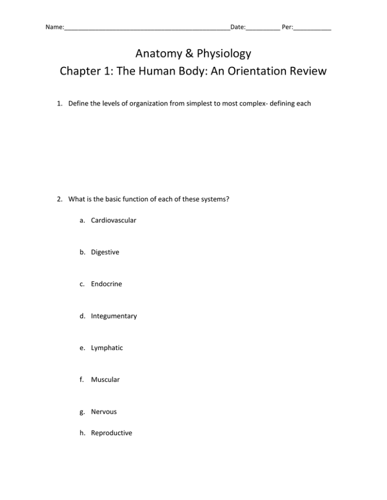 Chapter 1 Test Study Guide Chapter 1 Test Study Guide
