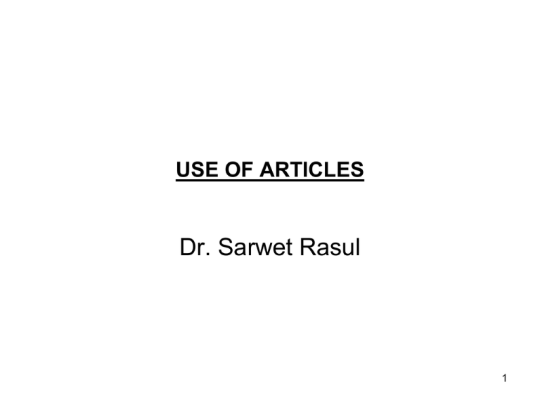 Use Of Articles COMSAT 19