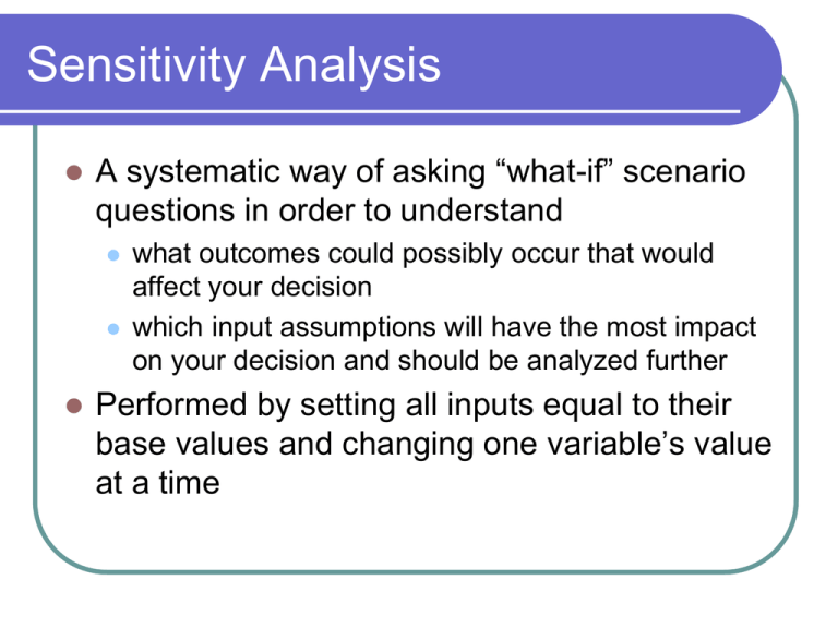 Data Tables And Sensitivity Analysis