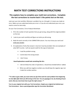 MATH TEST CORRECTIONS / ERROR ANALYSIS WORKSHEET