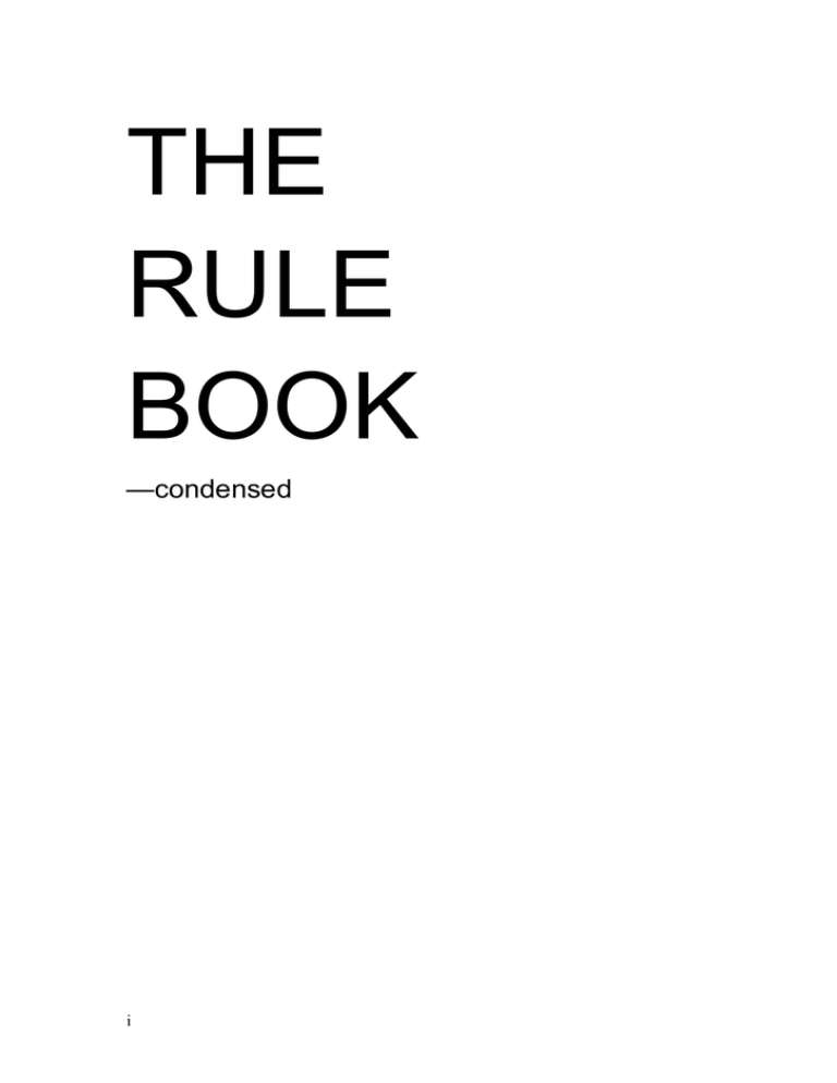 The Rule Book condensed