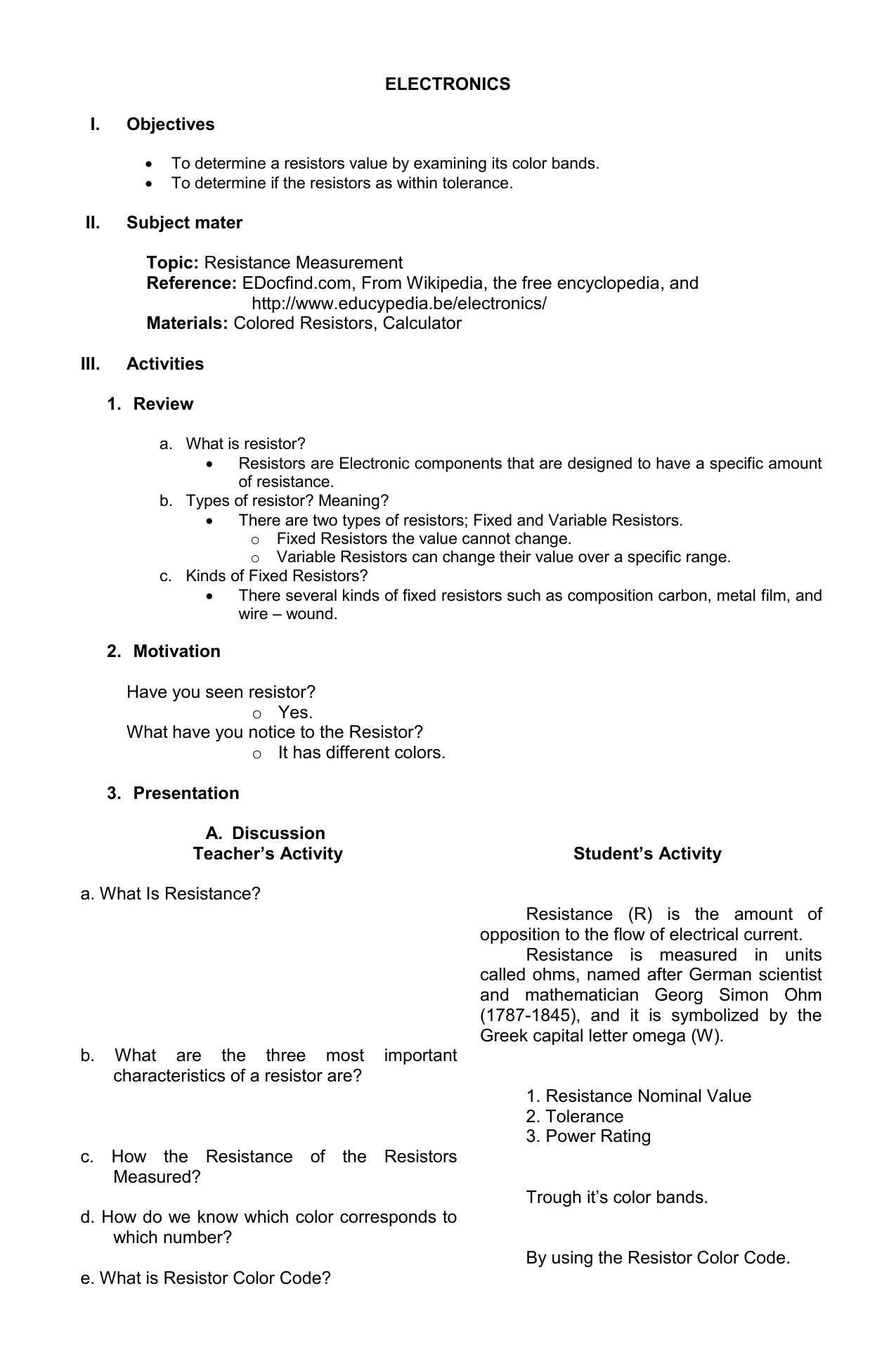 Detailed Lesson Plan In Elementary Mathematics Plans Learning English 