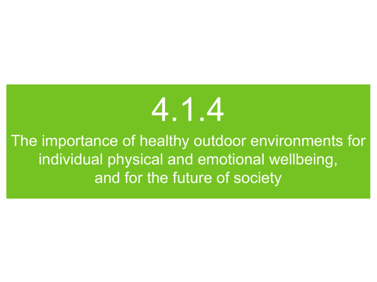 4.1.4 Importance of Healthy Outdoor Environments