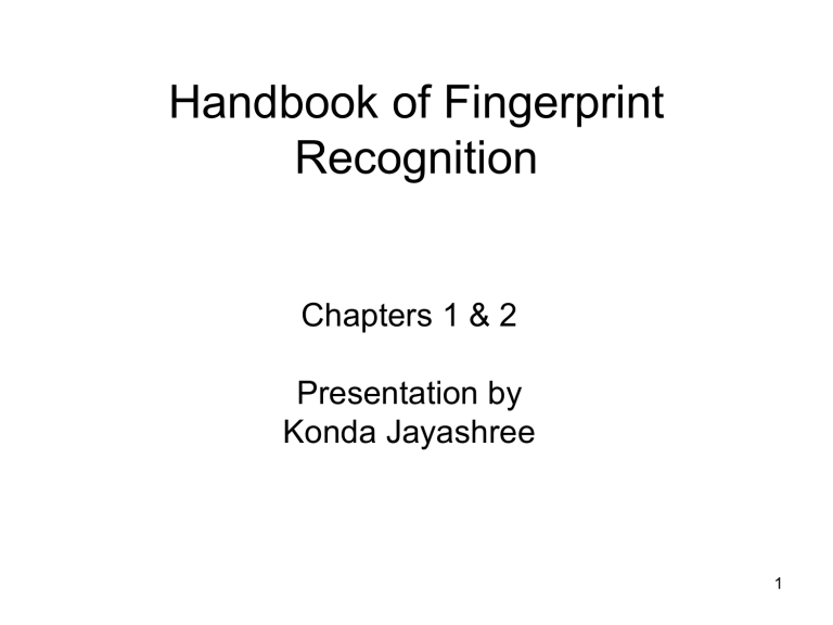 Handbook Of Fingerprint Recognition