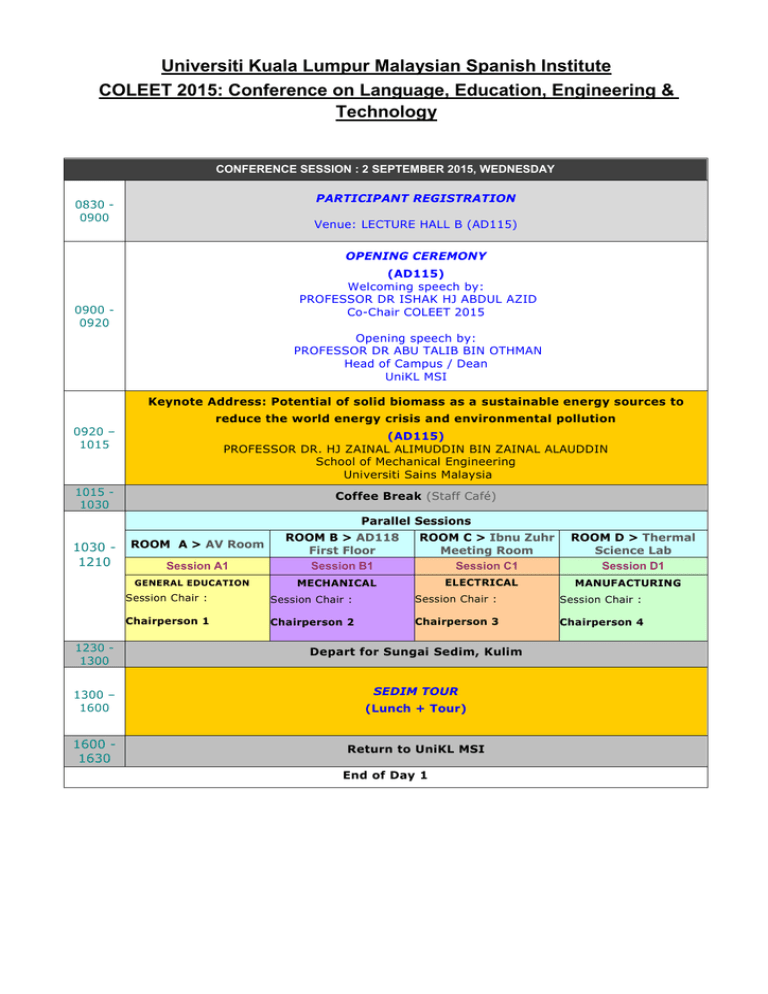 COLEET 2015 Conference Program - UniKL MSI