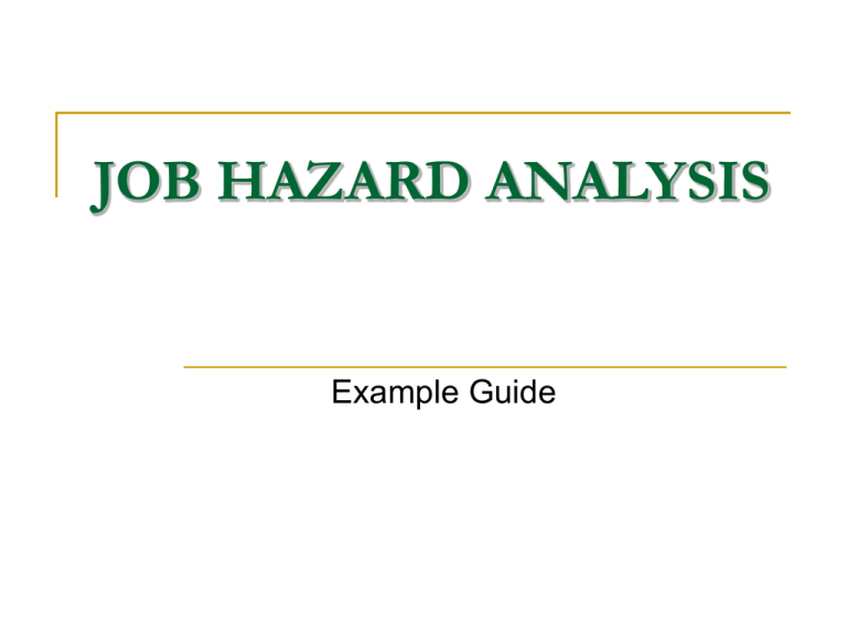 Conduct A Job Hazard Analysis