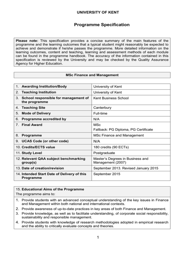 Programme Specification