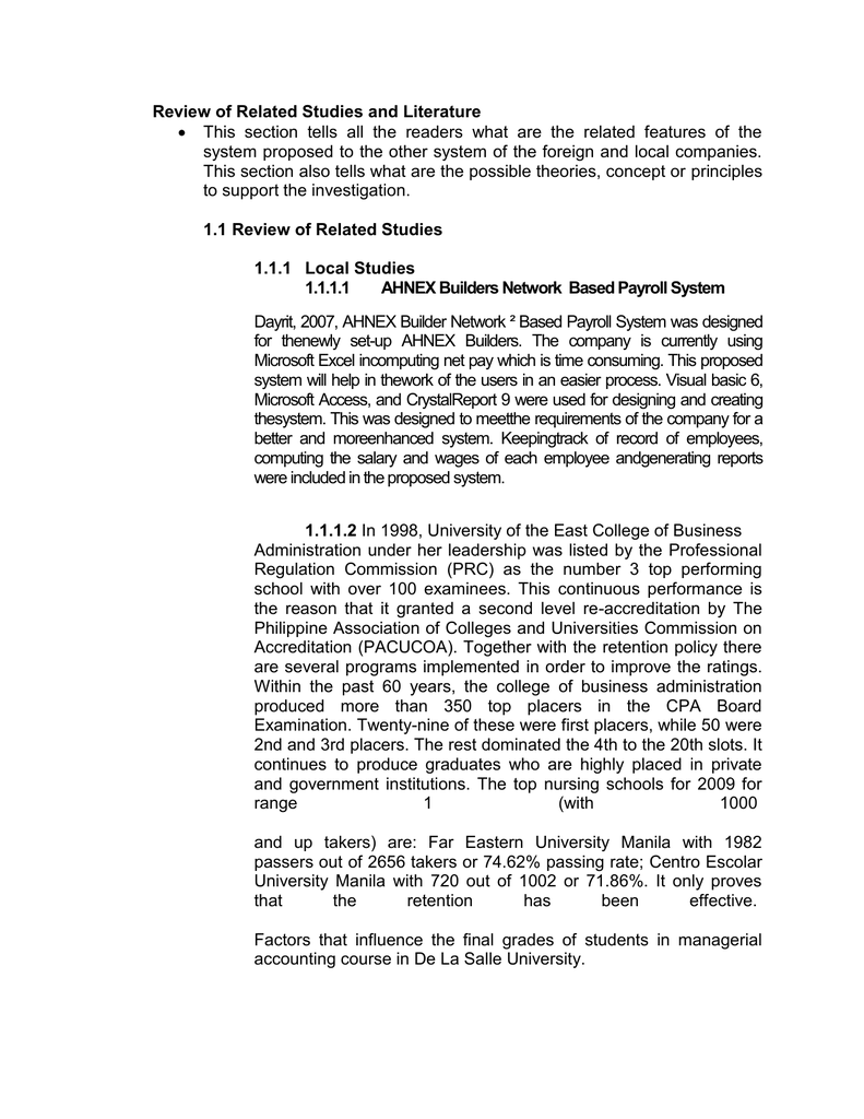 Review Of Related Studies And Literature This Section Tells All The