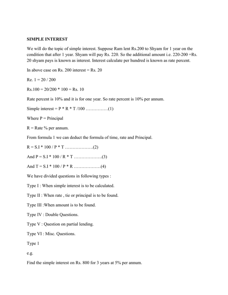 Simple Interest: Formula & Problem Types