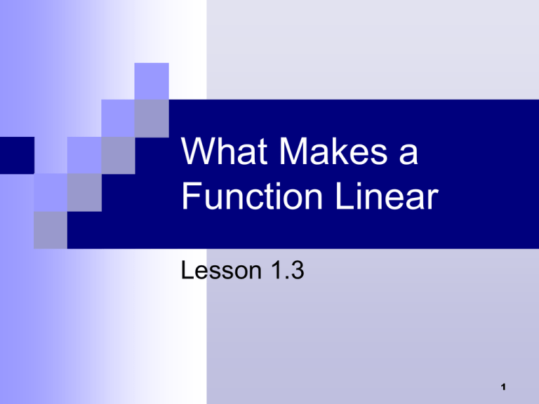 What Makes A Function Linear