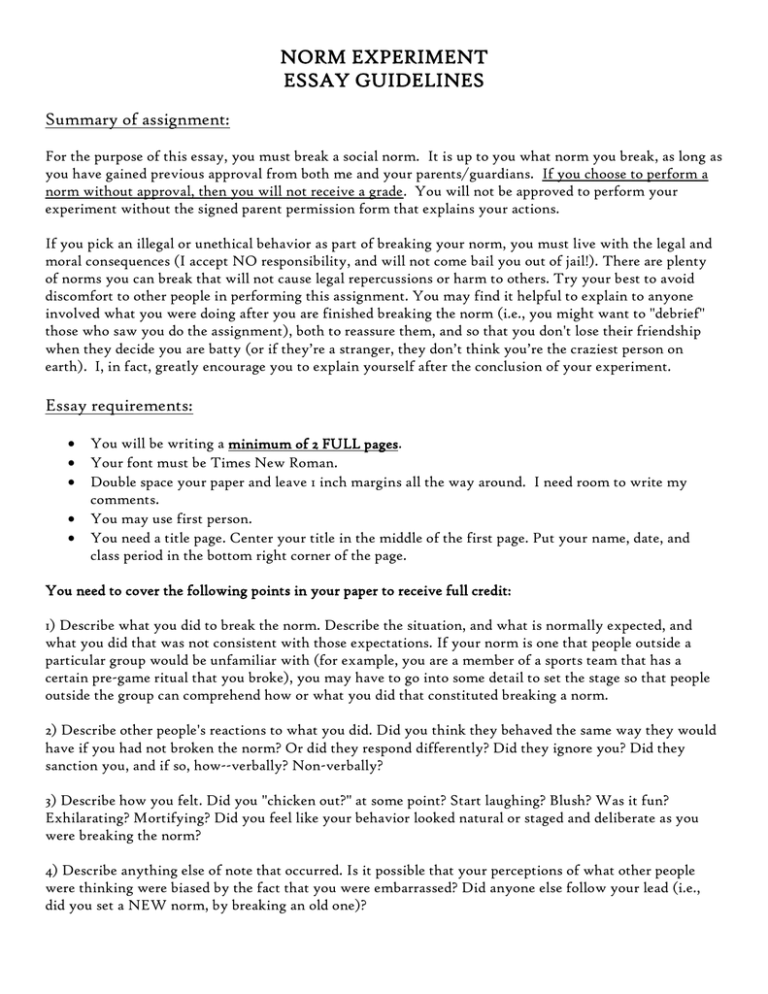 Essay Requirements Essay Requirements