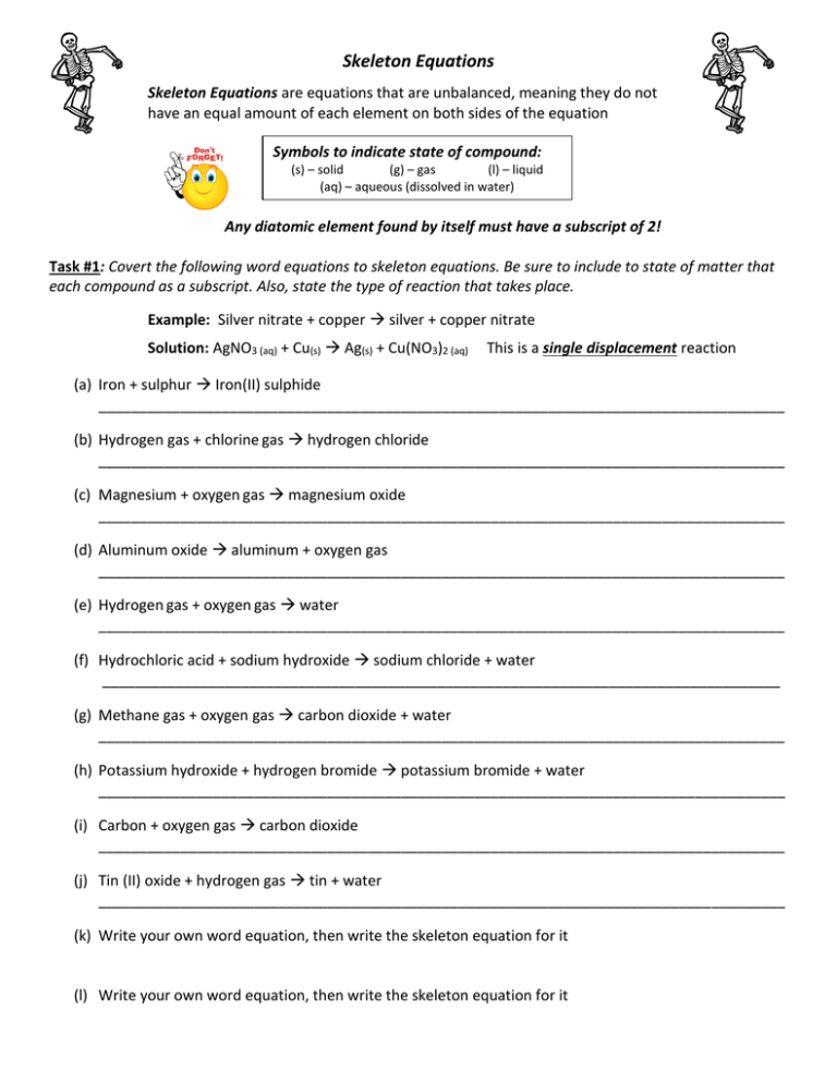 Exemplary Skeletal Chemical Equation Examples Magnification Of