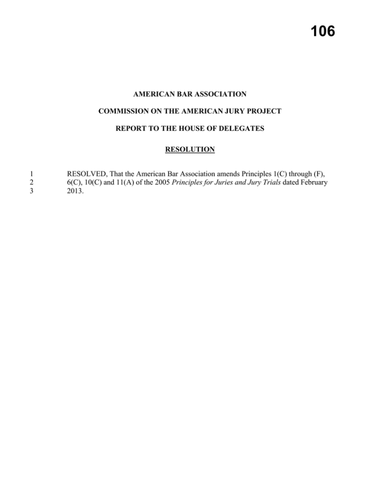 Proposed Resolution and Report