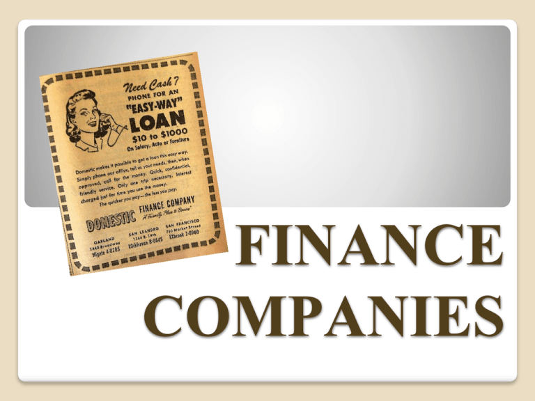 FINANCE COMPANIES