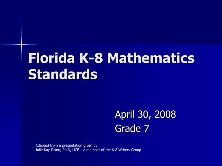 Grade 7 Math Standards Santa Rosa County School District Grade 7 Math Standards Santa Rosa County School District