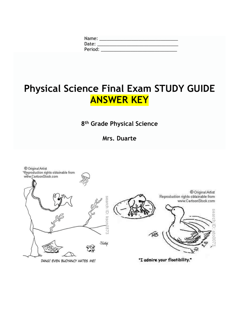 Physical Science Final Exam STUDY GUIDE ANSWER KEY 8 Th Physical Science Final Exam STUDY GUIDE ANSWER KEY 8 Th