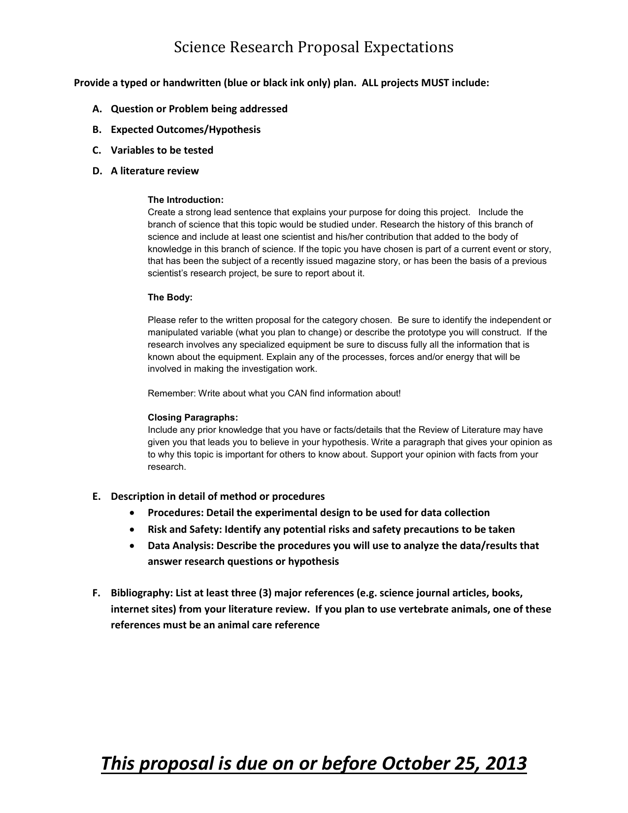 Science Fair Proposal Intro Page With Due Date Science Fair Proposal Intro Page With Due Date