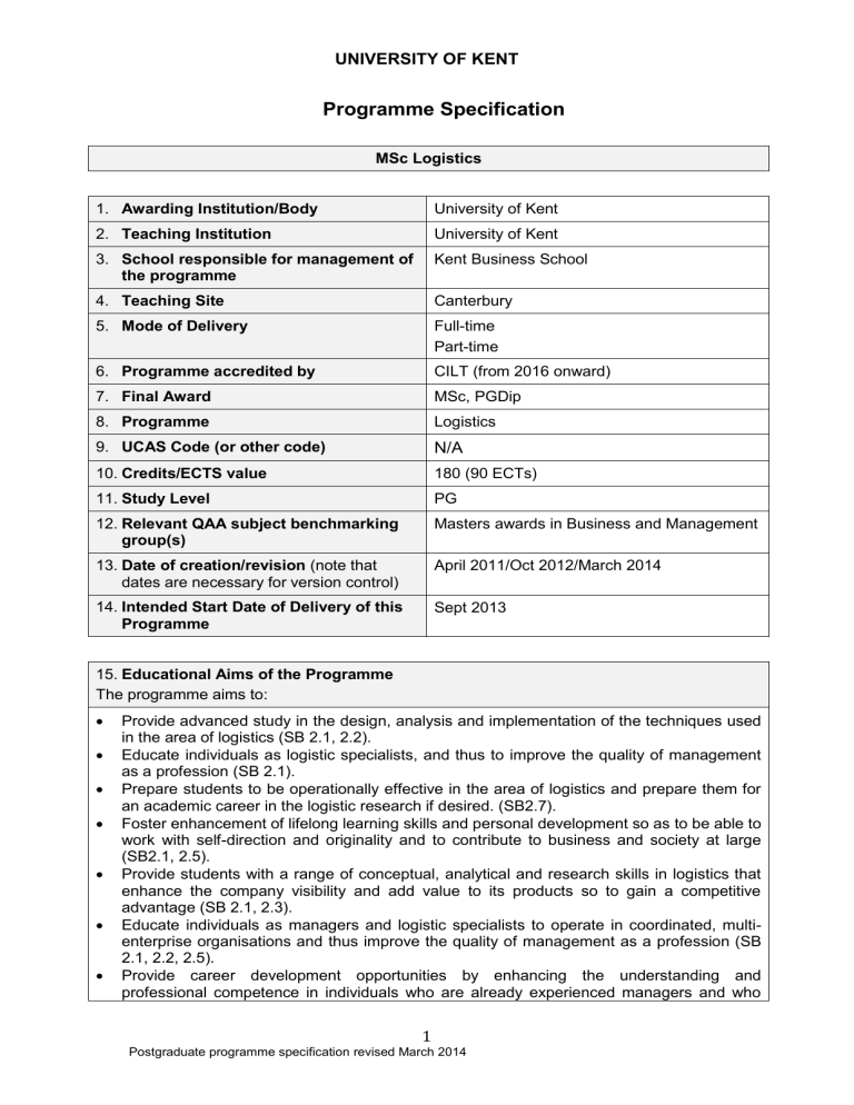 Programme Specification