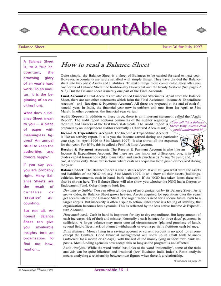 How To Read A Balance Sheet Balance Sheet