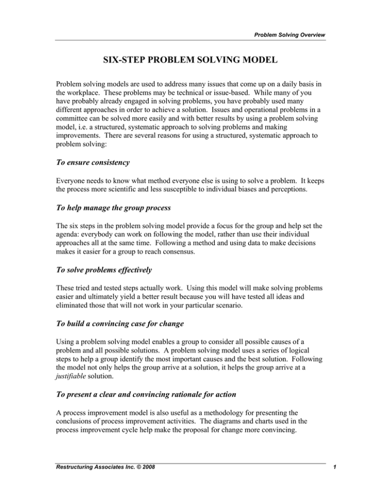 SIX STEP PROBLEM SOLVING MODEL