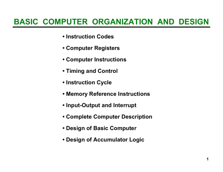 BASIC COMPUTER ORGANIZATION AND DESIGN
