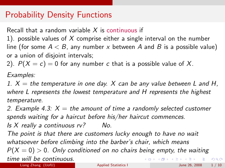 Probability Density Functions