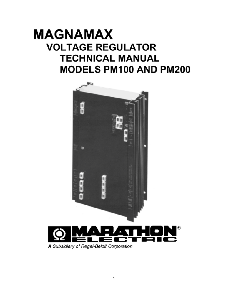 MagnaMax Voltage Regulator Technical Manual PM100 & PM200