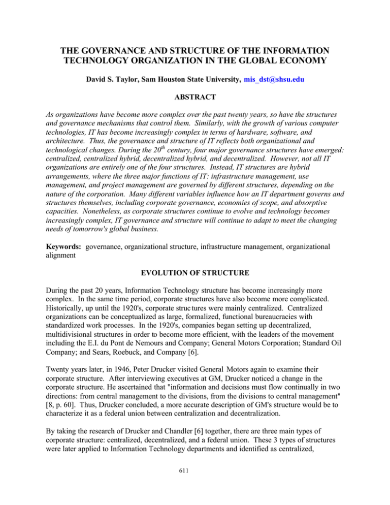 THE GOVERNANCE AND STRUCTURE OF THE INFORMATION