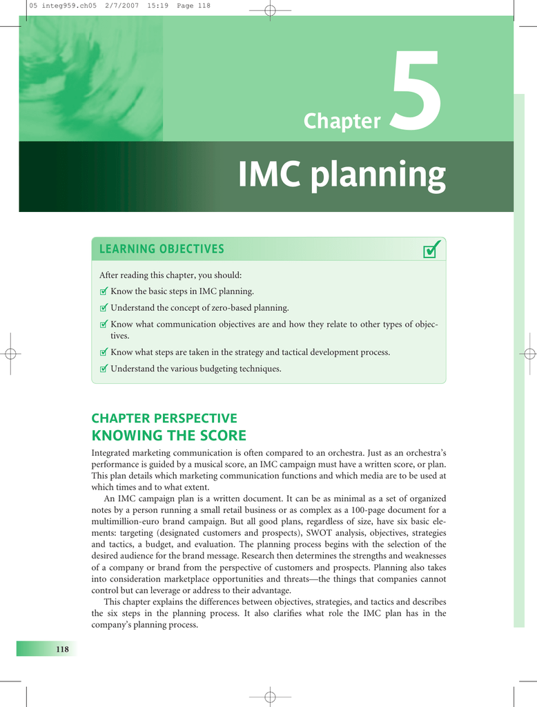 5 IMC Planning Chapter