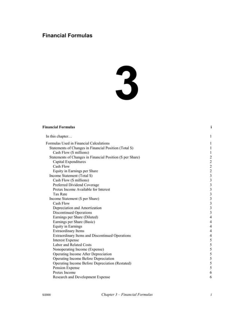 3 Financial Formulas