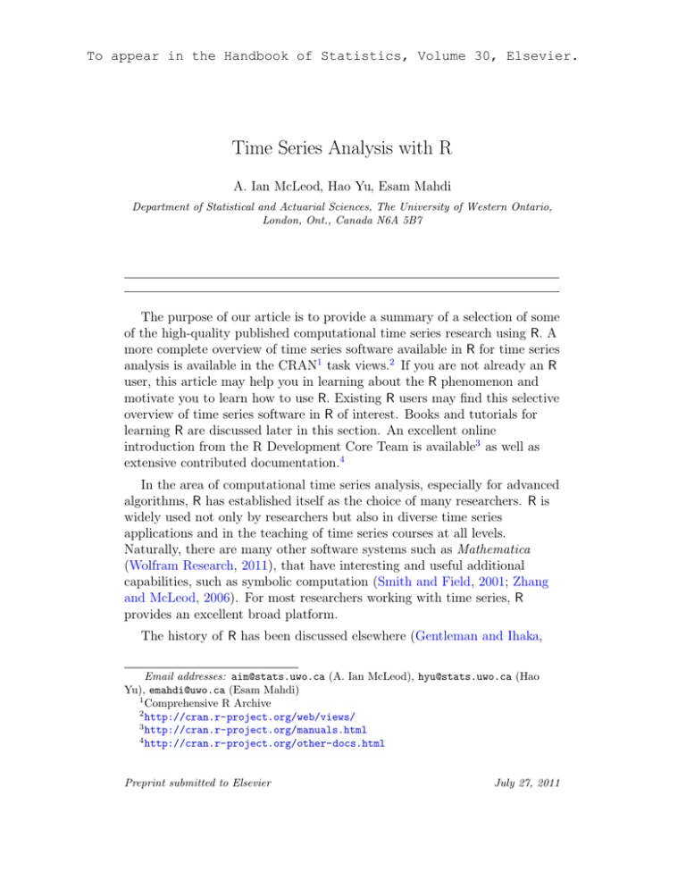Time Series Analysis With R