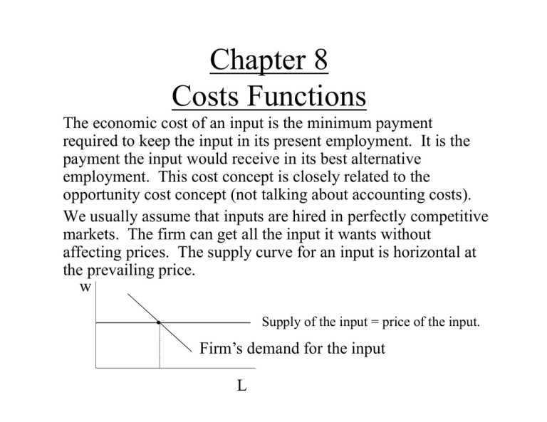 Chapter 8 Costs Functions Chapter 8 Costs Functions