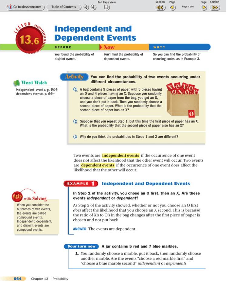 Independent And Dependent Events Now