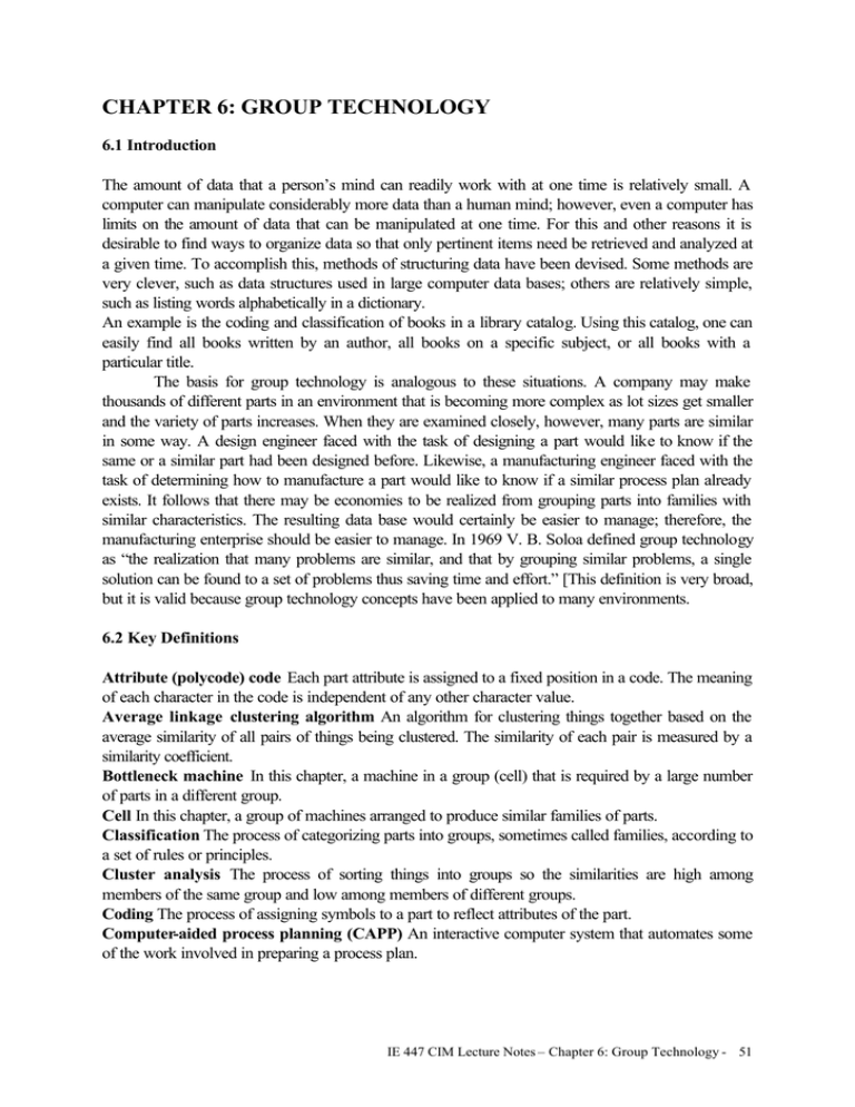CHAPTER 6: GROUP TECHNOLOGY