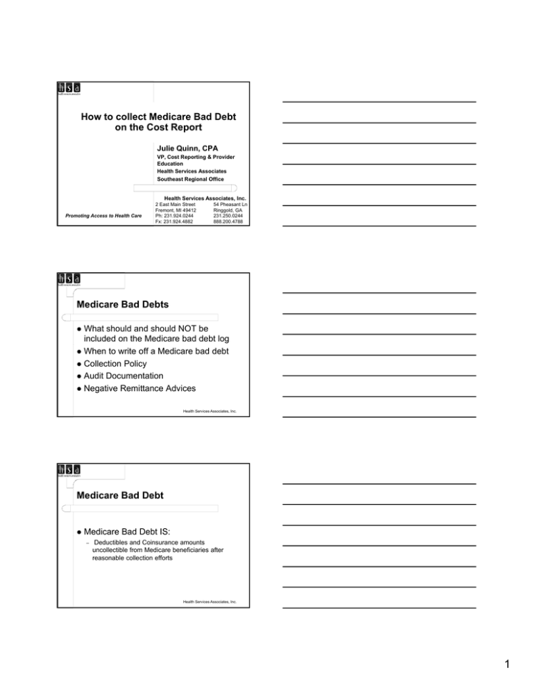 How To Collect Medicare Bad Debt On The Cost Report How To Collect Medicare Bad Debt On The Cost Report