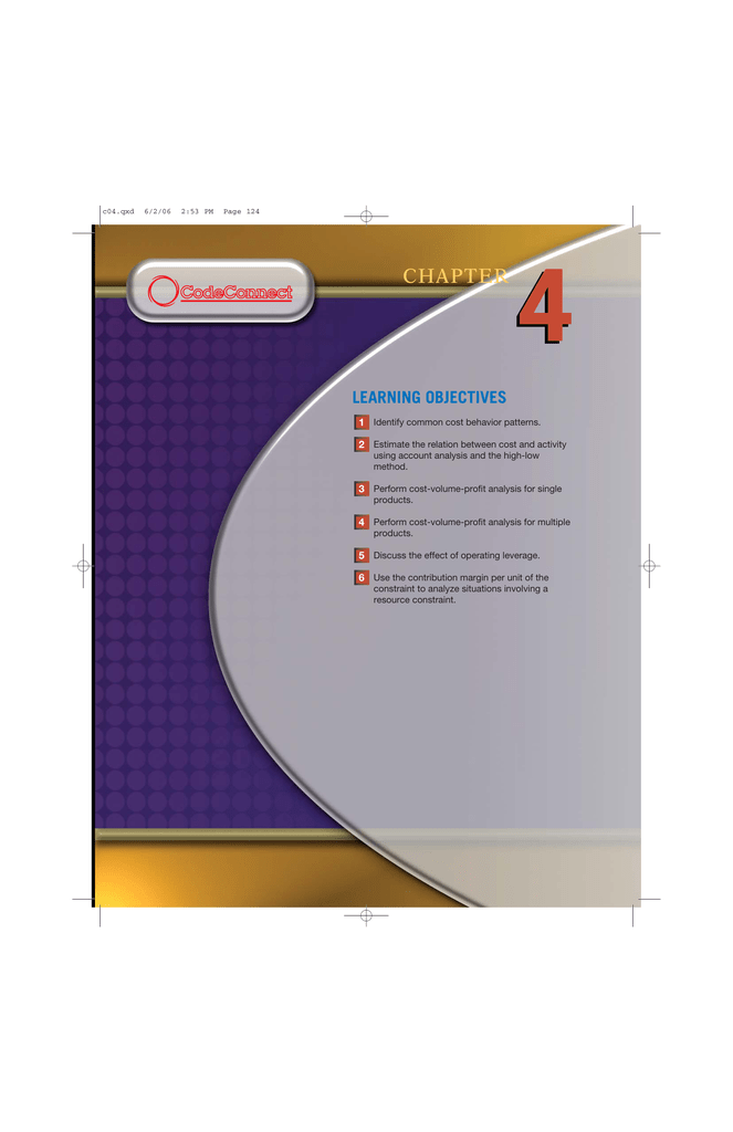 4 CHAPTER LEARNING OBJECTIVES 1