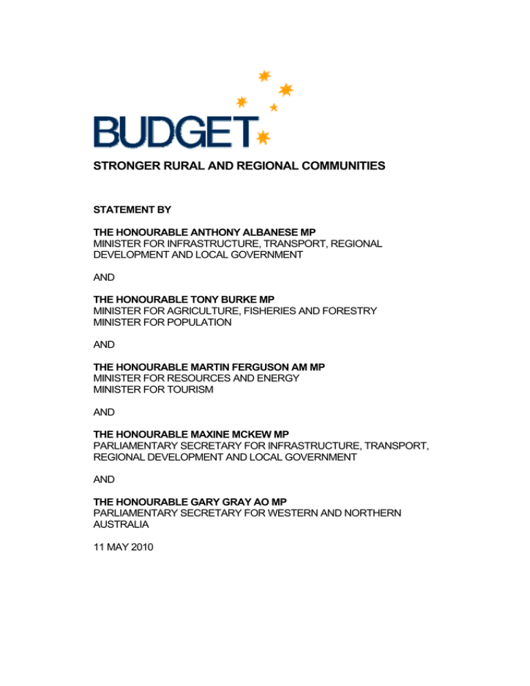 STRONGER RURAL AND REGIONAL COMMUNITIES