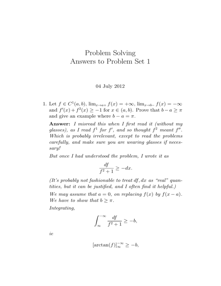 Problem Solving Answers To Problem Set 1