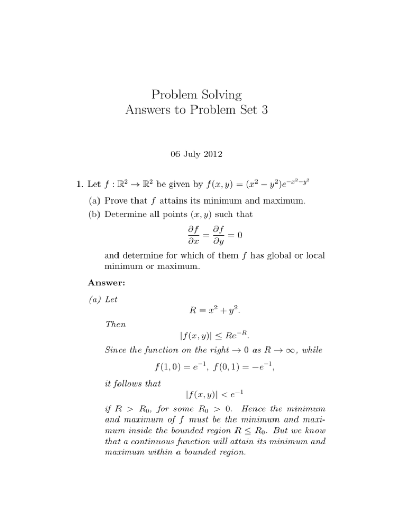 Problem Solving Answers To Problem Set 3