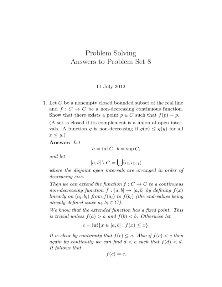 Problem Solving Answers To Problem Set 8