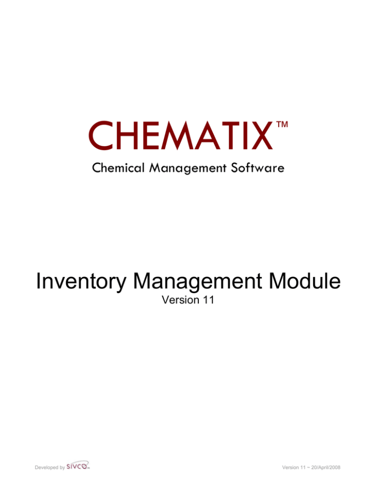CHEMATIX Inventory Management Module