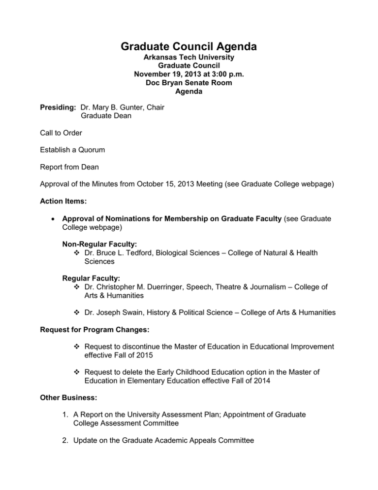 Graduate Council Agenda