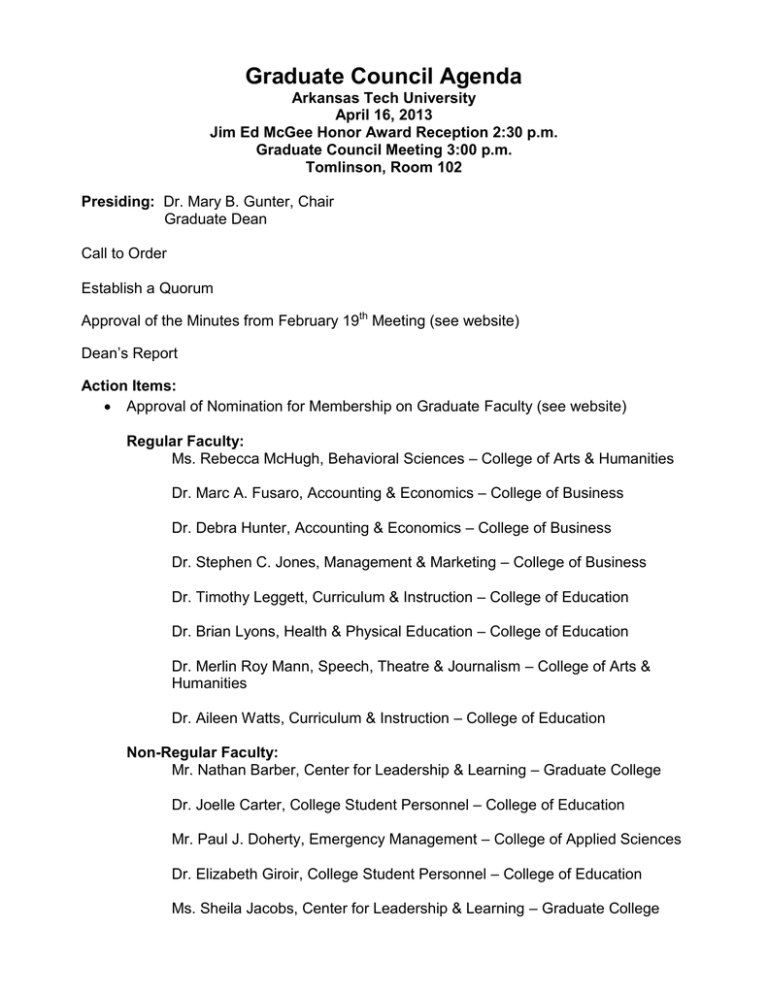 Graduate Council Agenda