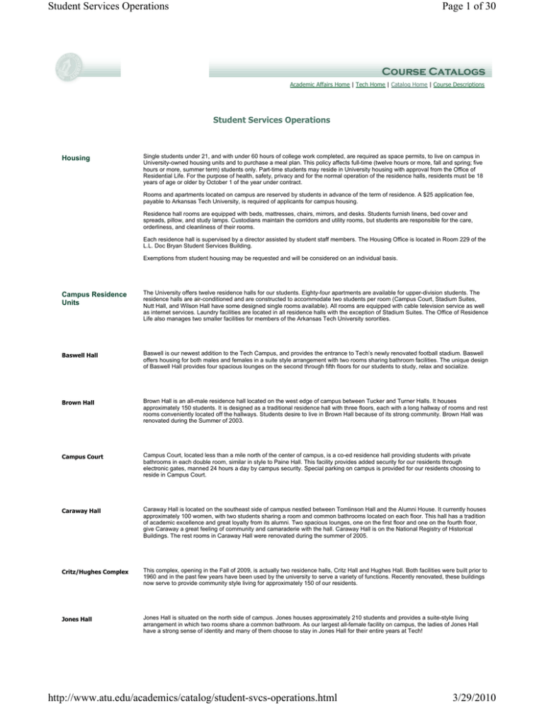 Page 1 of 30 Student Services Operations