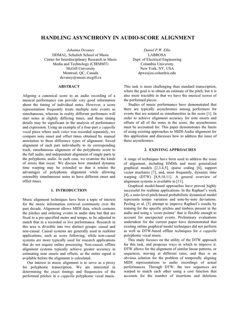 HANDLING ASYNCHRONY IN AUDIO-SCORE ALIGNMENT HANDLING ASYNCHRONY IN AUDIO-SCORE ALIGNMENT