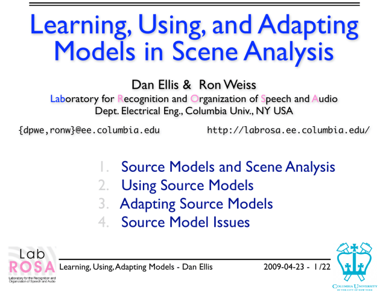Learning, Using, and Adapting Models in Scene Analysis 1. 2.
